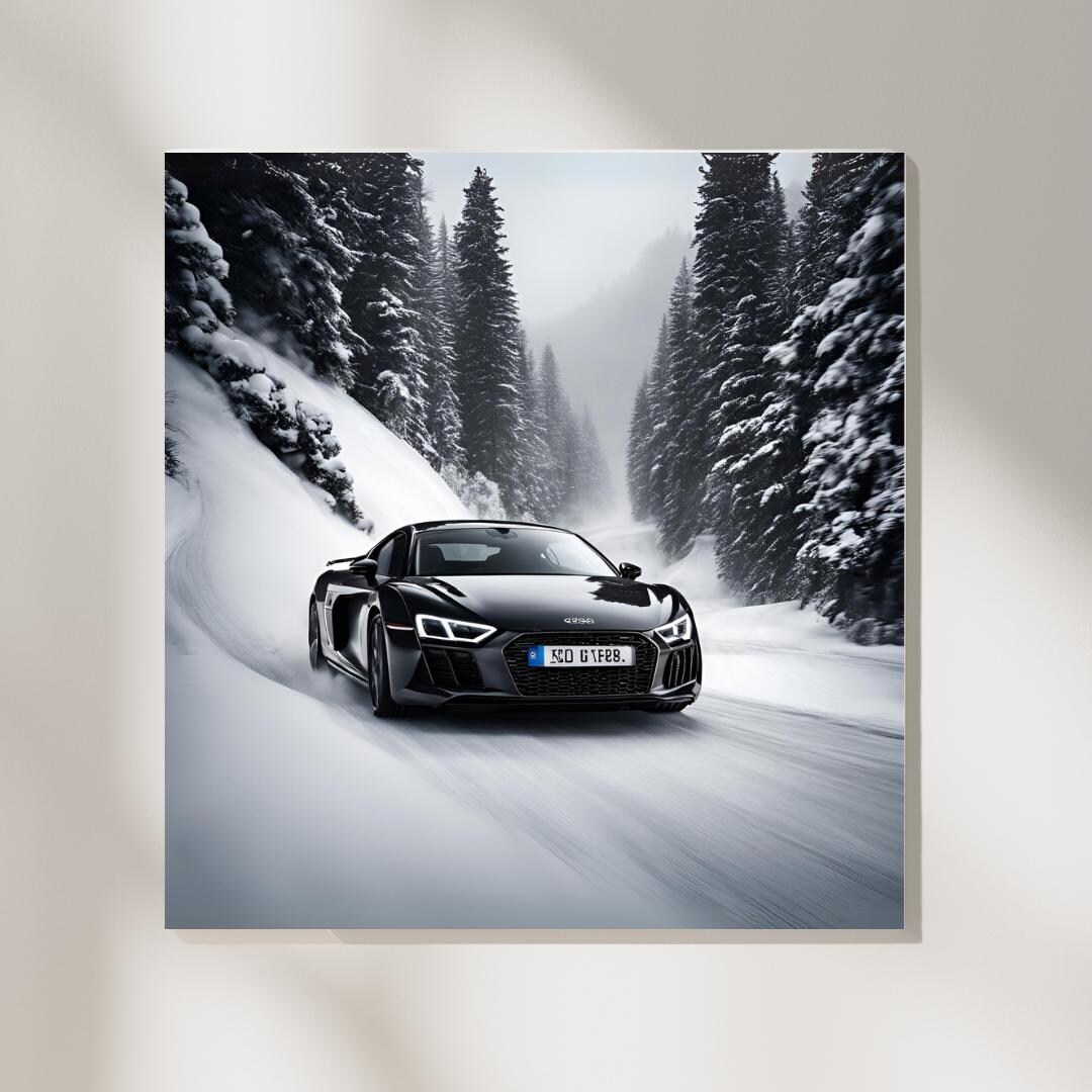 Audi R8 Poster, Modern Supercar Wall Art, Black & White Automotive ...