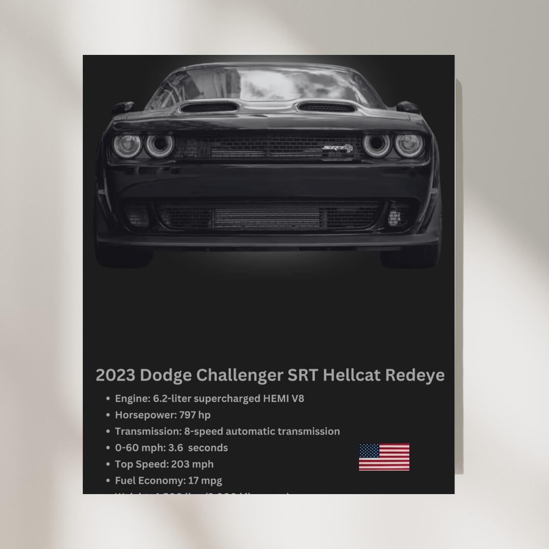 Dodge Challenger SRT Hellcat Redeye Poster, Dodge Challenger Print ...