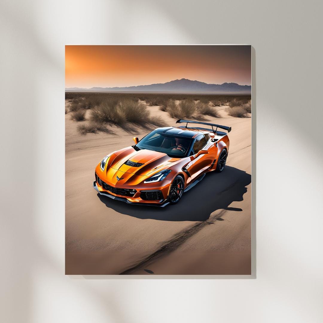 Chevrolet Corvette Art Print, Classic Corvette Wall Decor, Sports Car ...