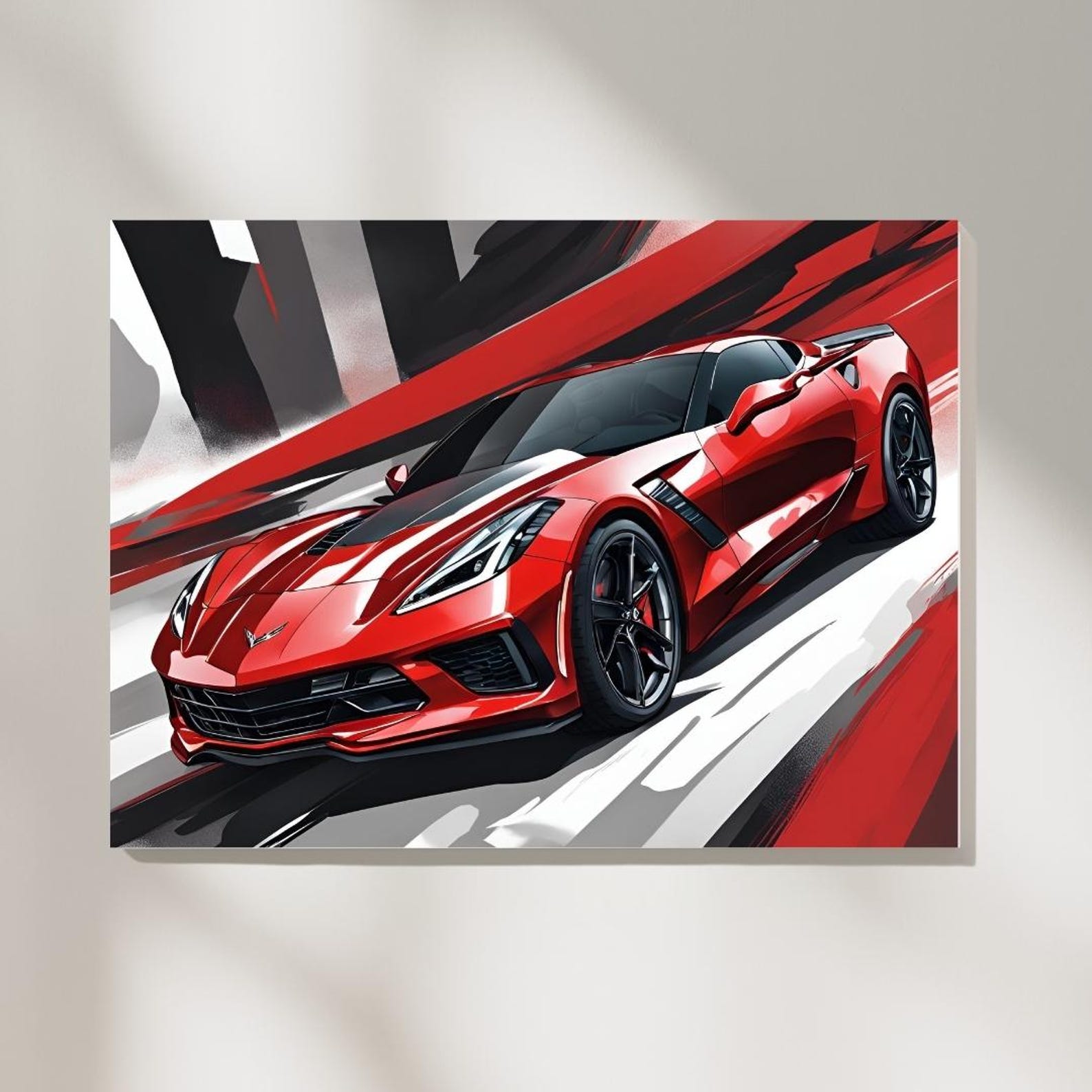 Corvette Wall Art Print, Chevrolet Corvette Muscle Car Poster, Vintage ...