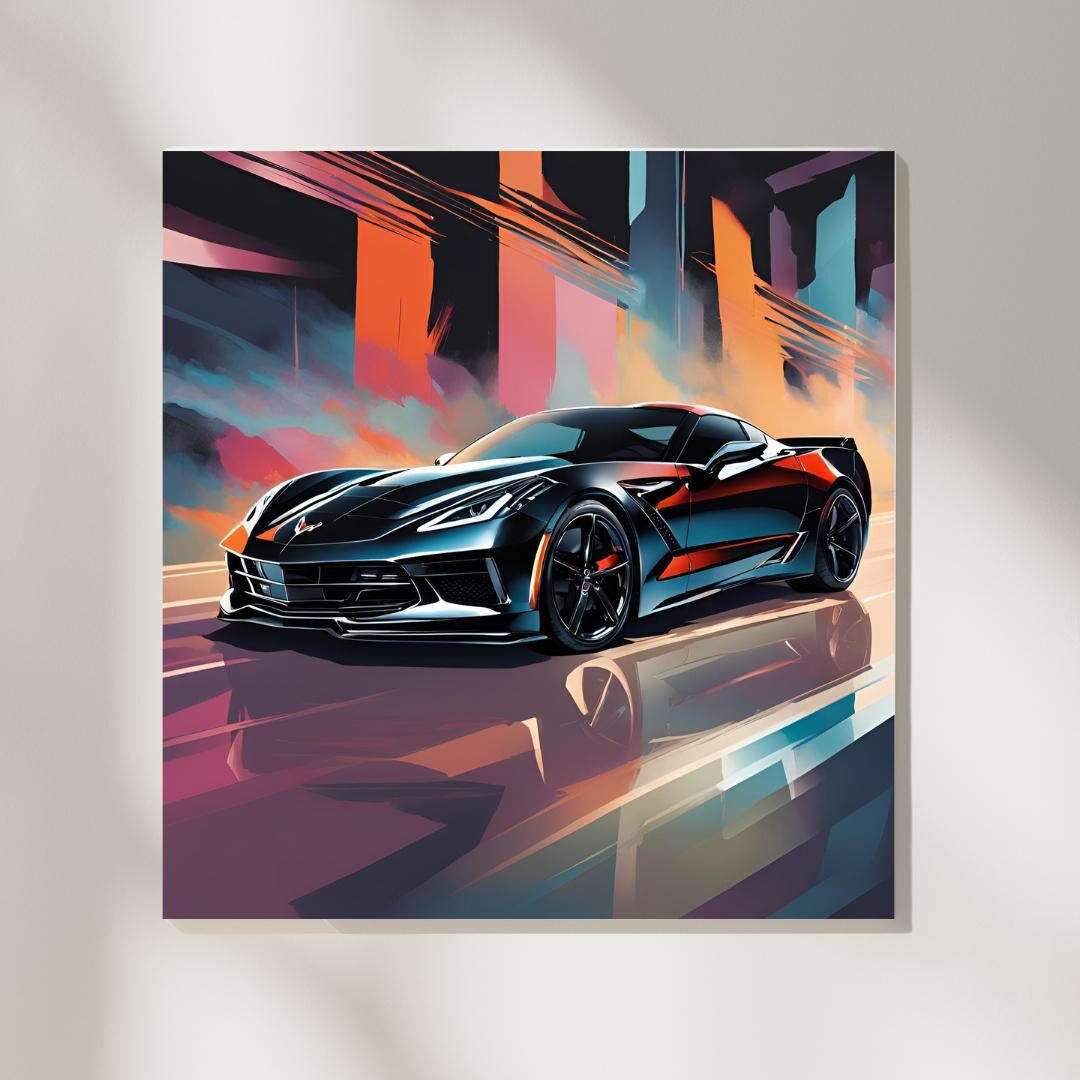 Chevrolet Corvette Poster, Sports Car Print, Vintage Corvette Wall Art ...