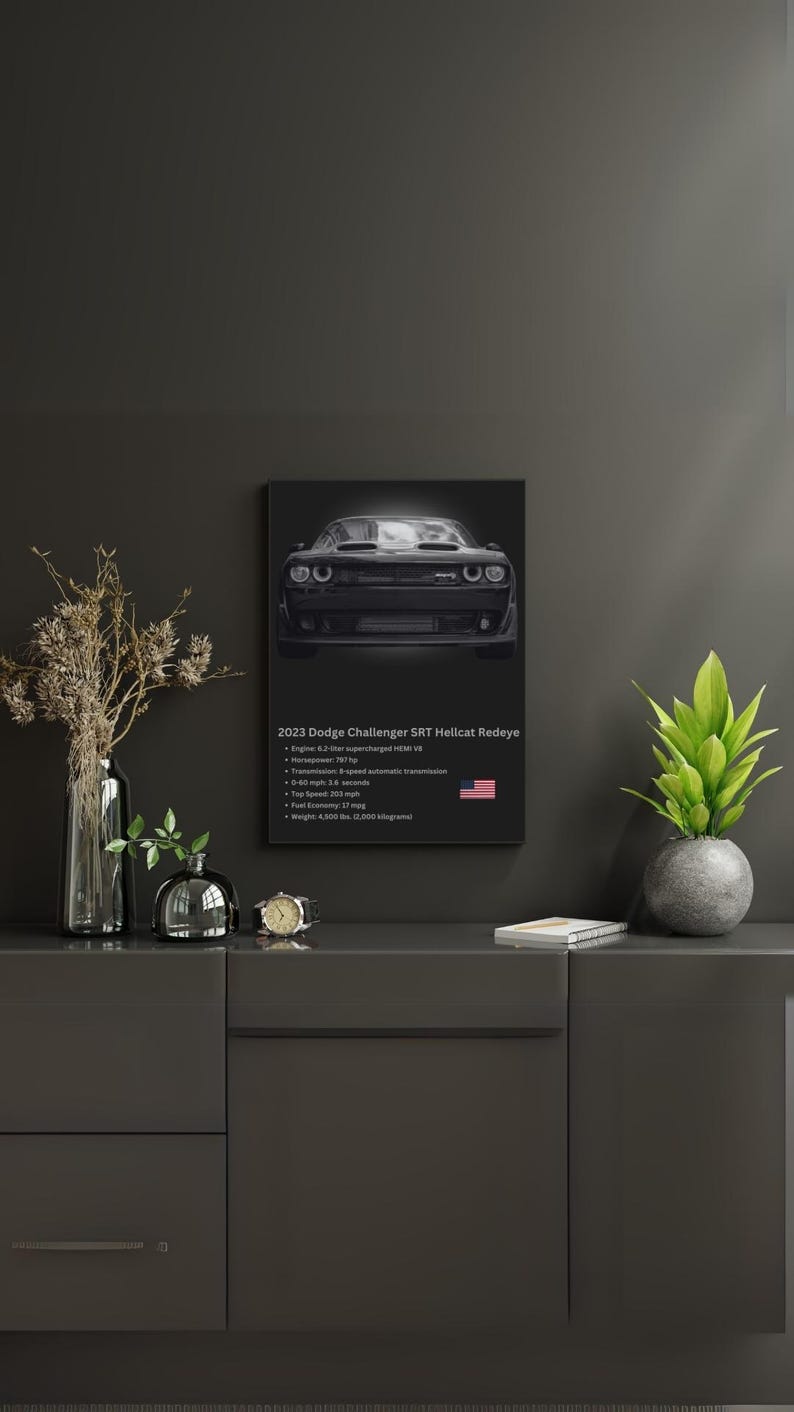 Dodge Challenger SRT Hellcat Redeye Poster, Dodge Challenger Print ...