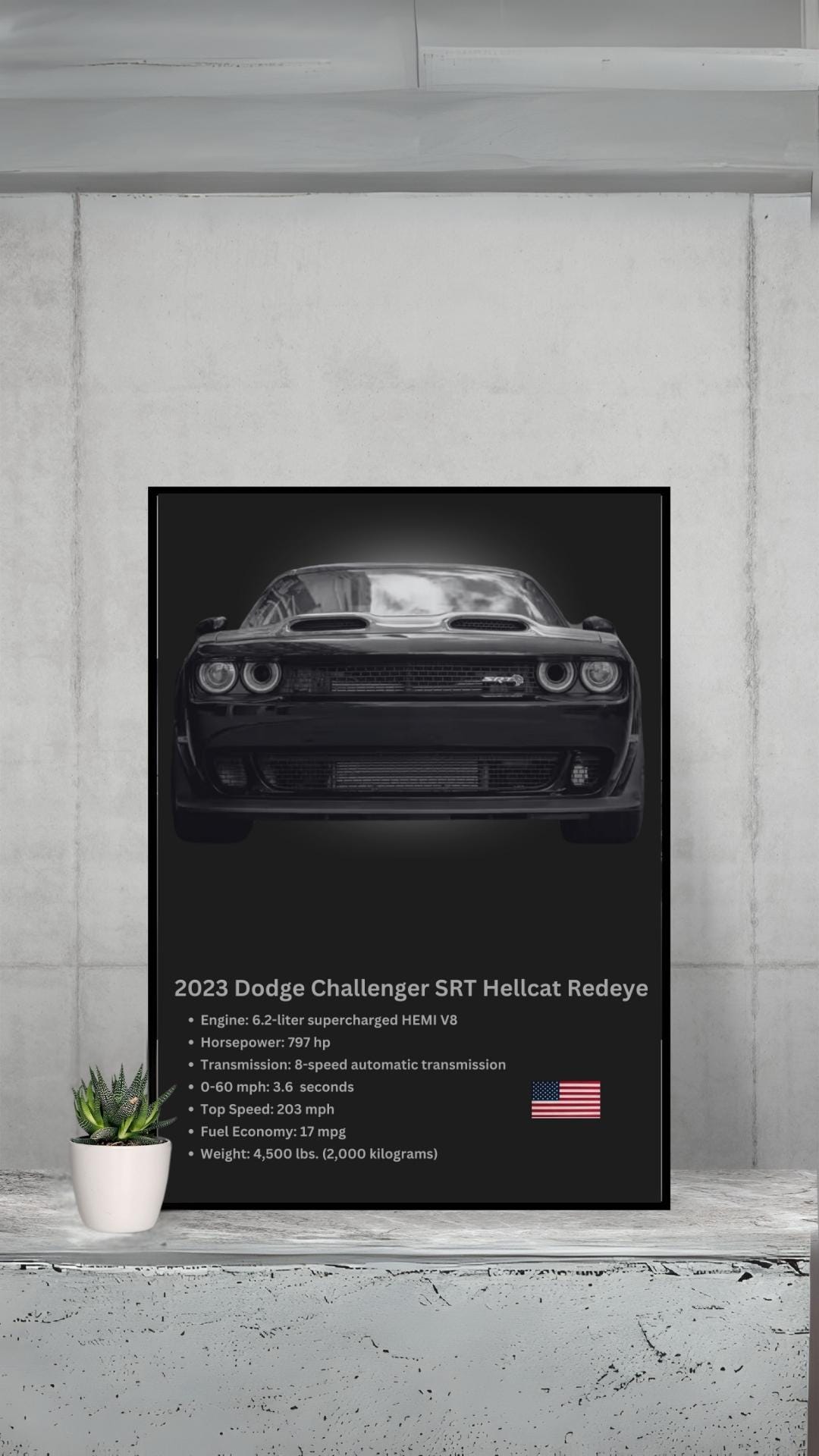 Dodge Challenger SRT Hellcat Redeye Poster, Dodge Challenger Print ...