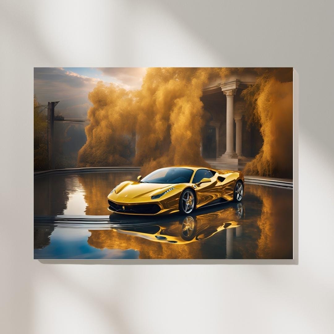 Ferrari Car Poster, Classic Italian Wall Art, Black and White Supercar ...
