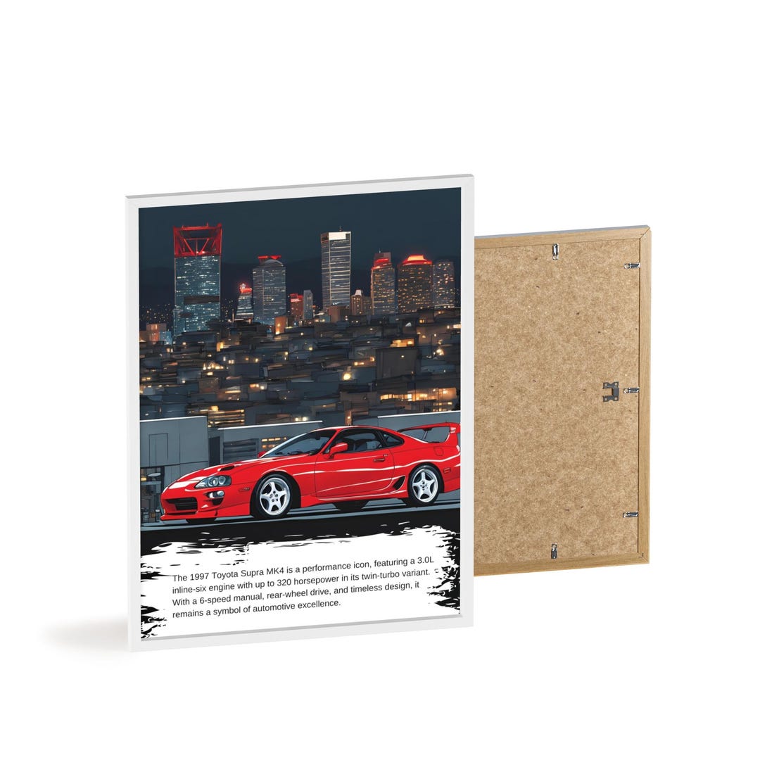 Framed Toyota Supra Photo Red Vintage High-end Picture Frame for the ...
