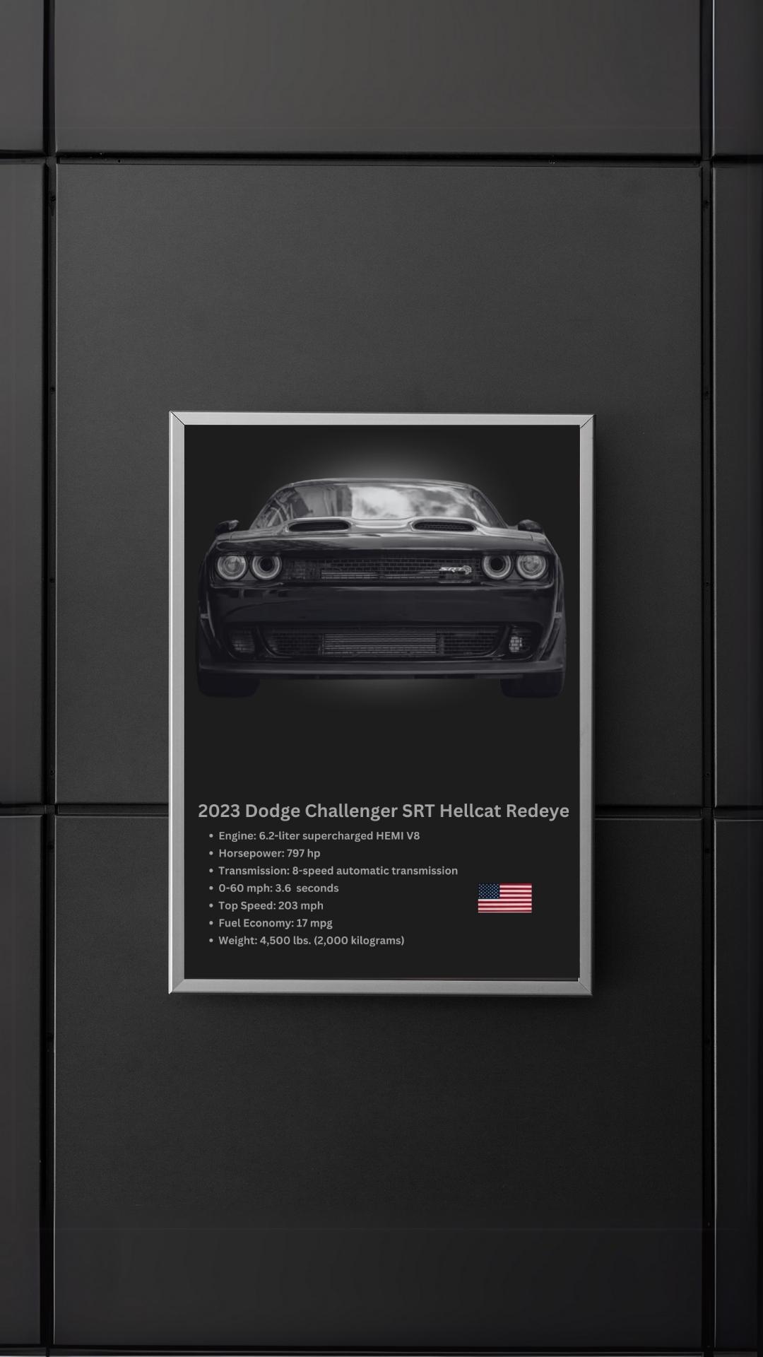 Dodge Challenger SRT Hellcat Redeye Poster, Dodge Challenger Print ...