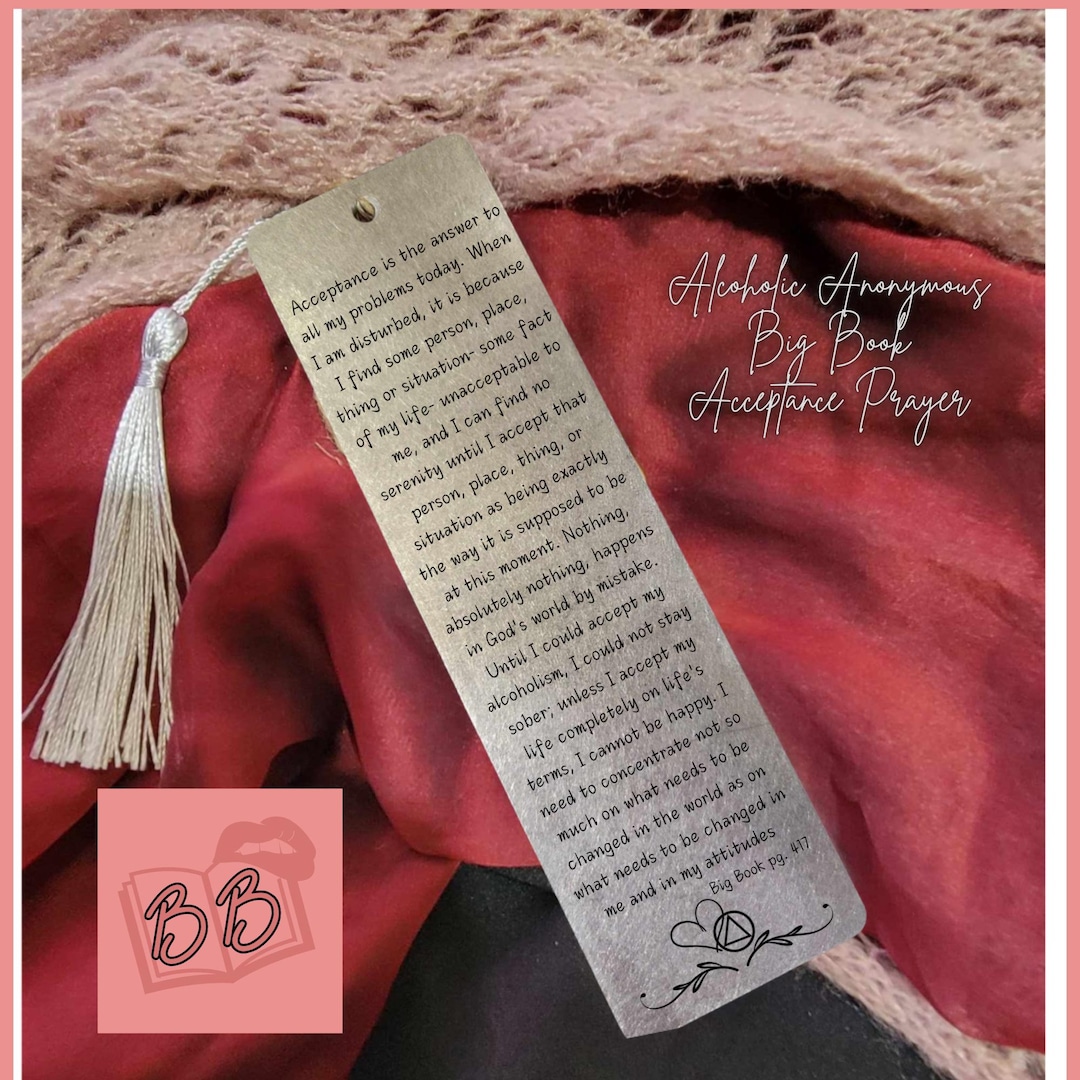 Alcoholics Anonymous Acceptance Prayer Stainless Steel Bookmark - Big ...