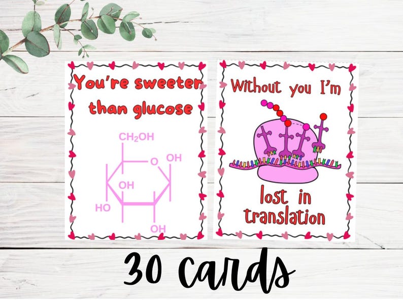 Biology Valentines Day Cards 30 Card Class Set, Teachers, Students, Lab ...