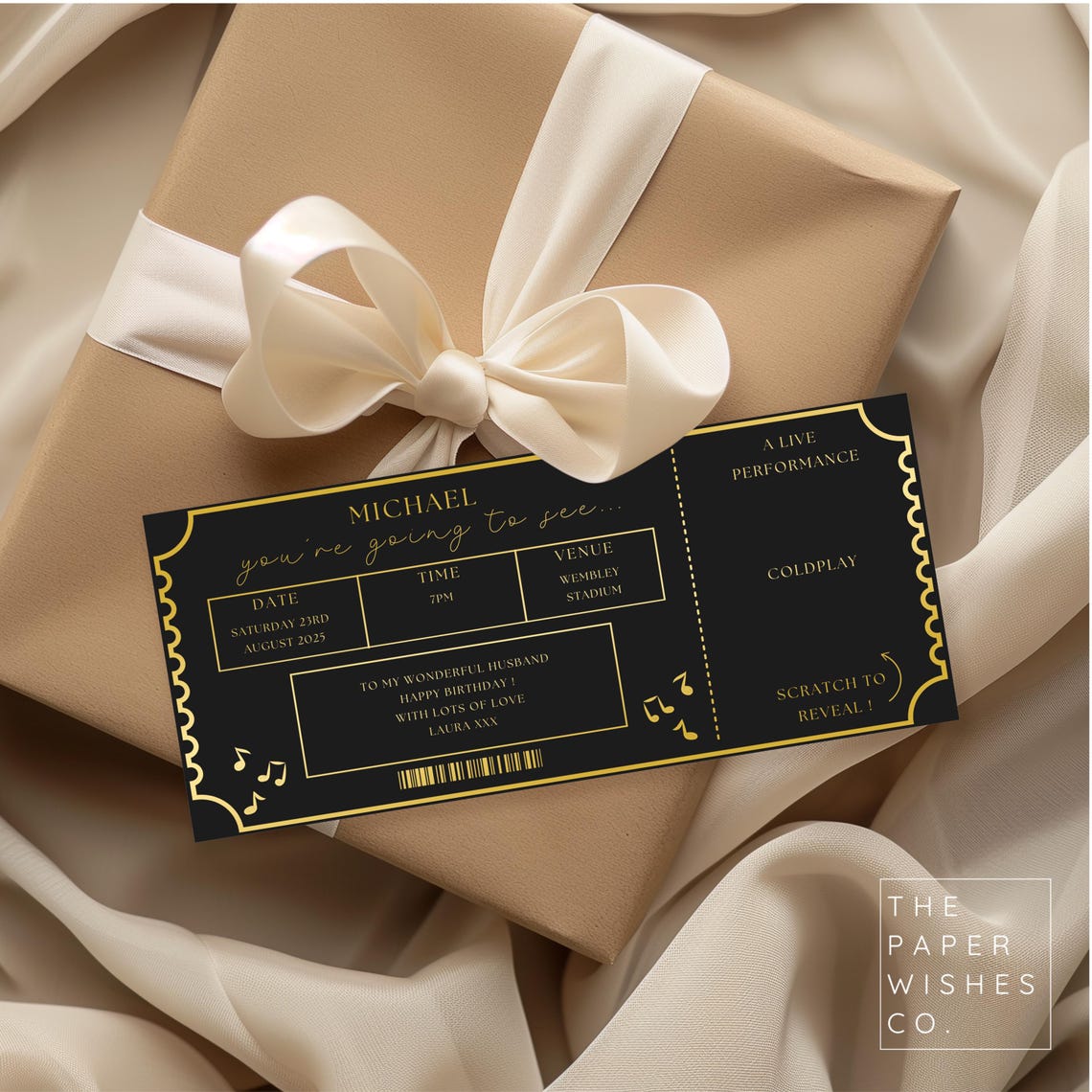 Personalised Concert Ticket Scratch Card - Surprise Gift Reveal for ...