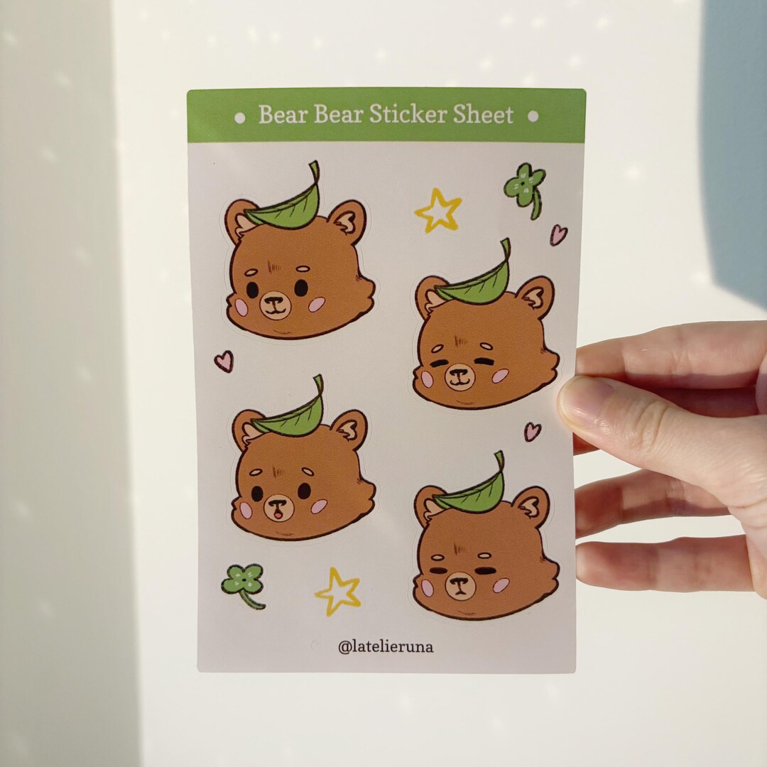 Cute Blushing Bear Vinyl Sticker Sheet - Etsy