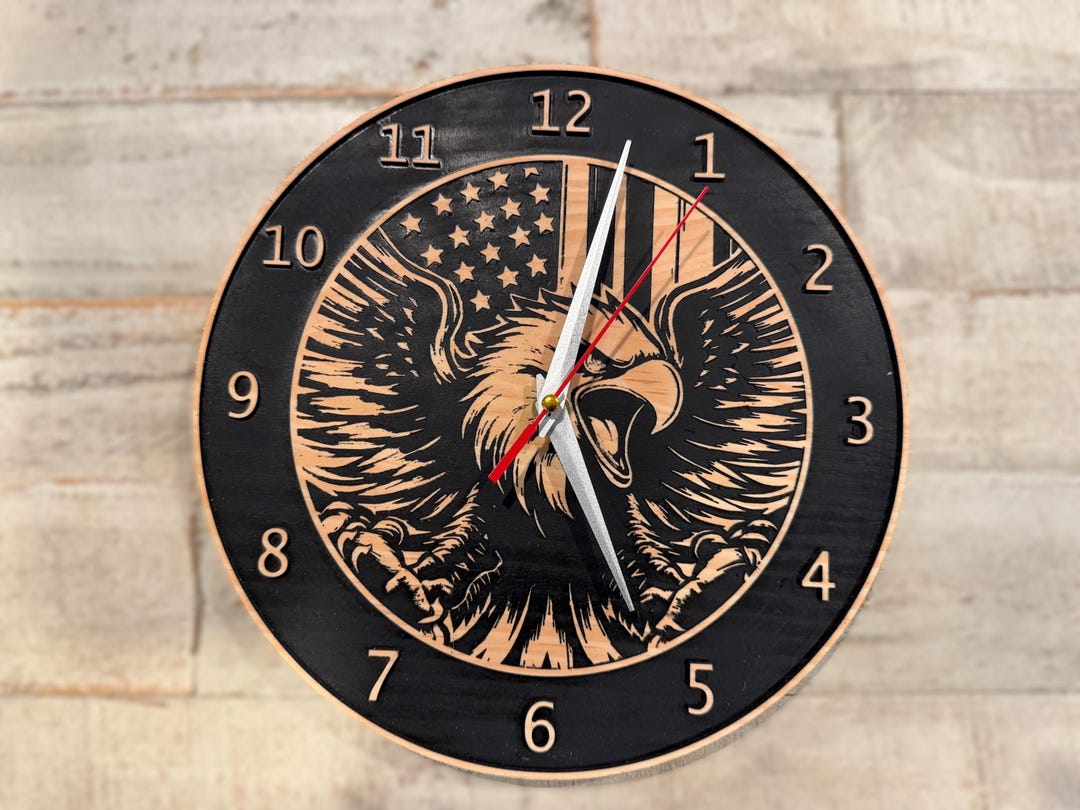 Highly Detailed Eagle Clock CNC Design | Vector & Vcarve Files - Etsy
