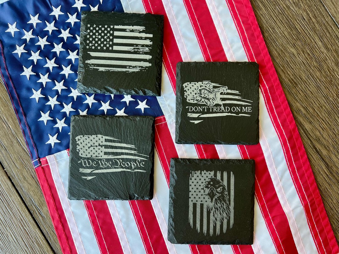Patriotic Flag Collection Slate Coasters, Set of 4 - Etsy