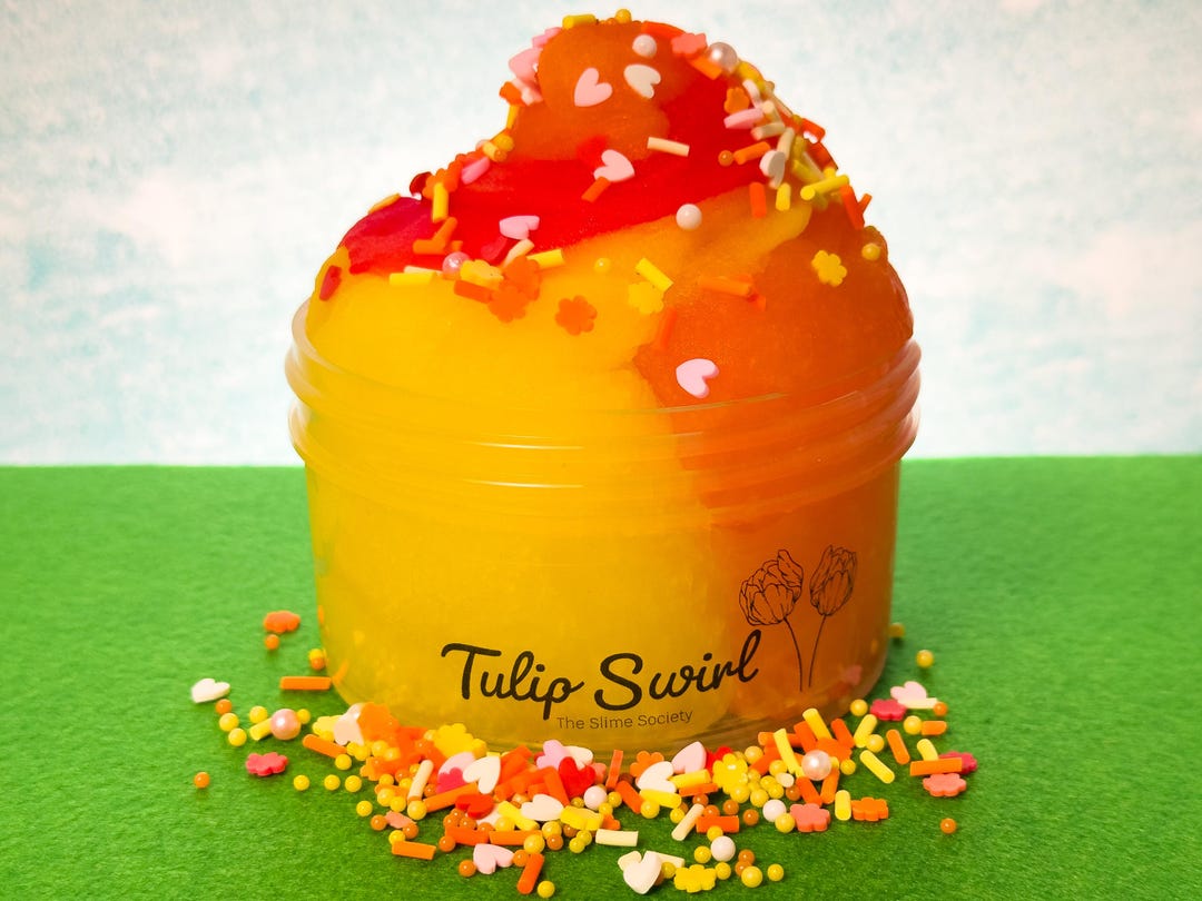 Tulip Swirl Icee Slime – Bright Red, Orange & Yellow Slime, Fiery ...