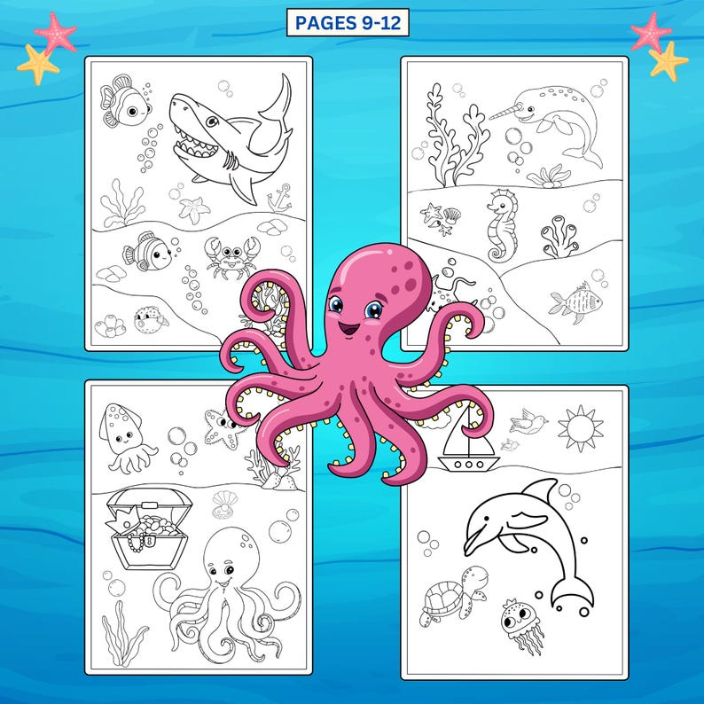 Sea Animal Kid Coloring Pages Children Ocean Creatures Toddler ...