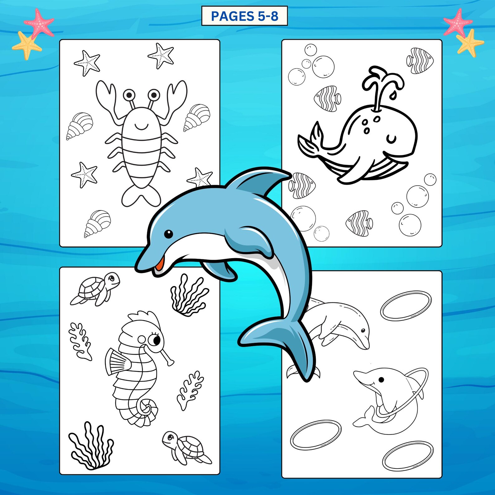 Sea Animal Kid Coloring Pages Children Ocean Creatures Toddler ...