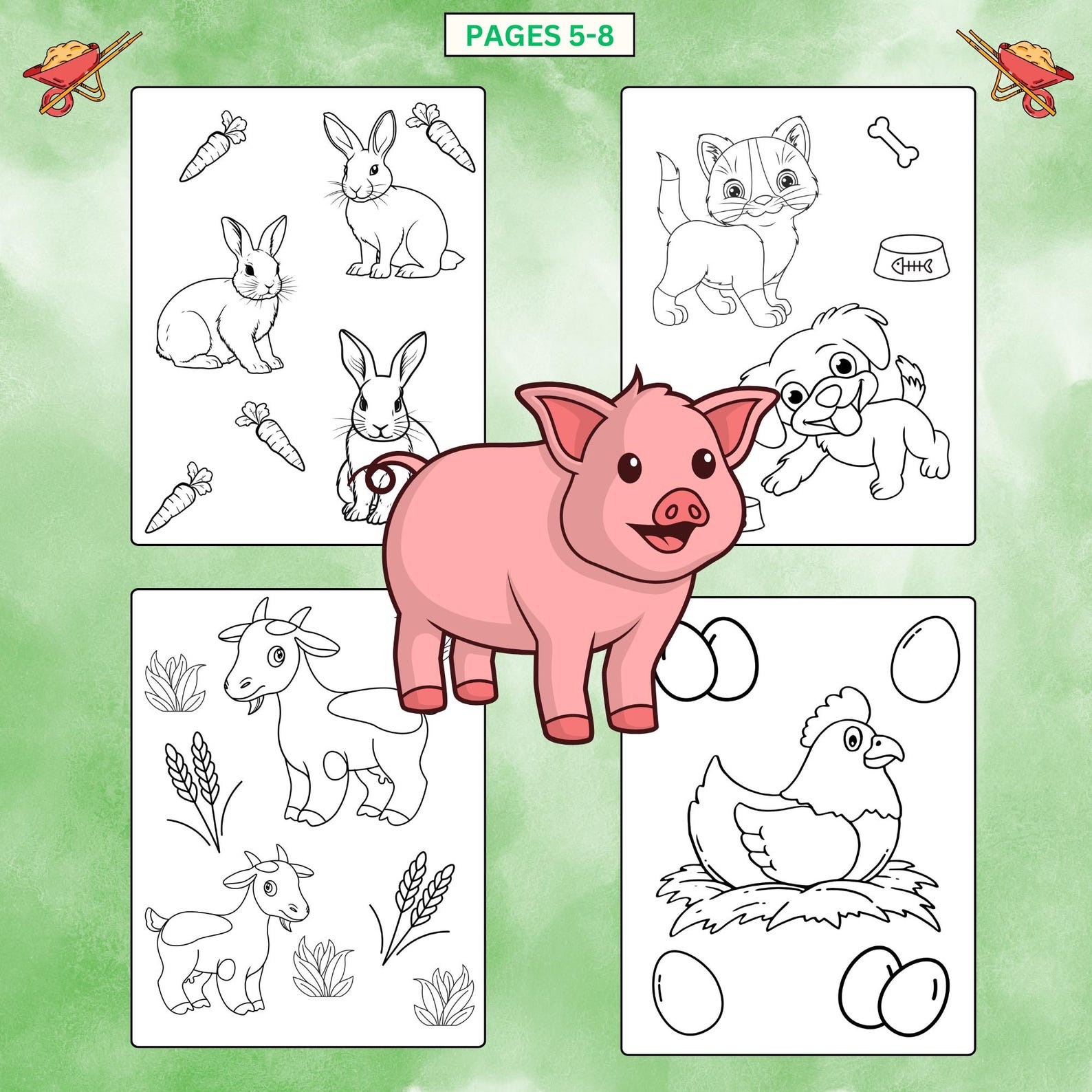 Farm Animal Kid Coloring Pages Children Activity Toddler Preschool ...