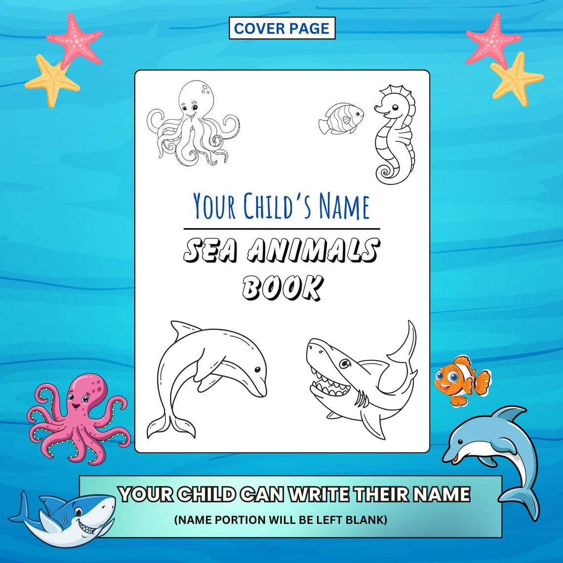 Sea Animal Kid Coloring Pages Children Ocean Creatures Toddler ...