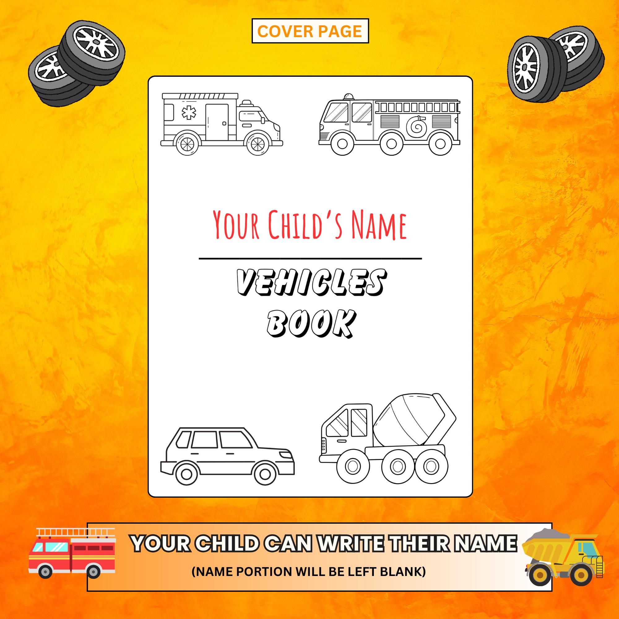 Vehicle Car Kid Coloring Pages Children Activity Toddler Preschool ...