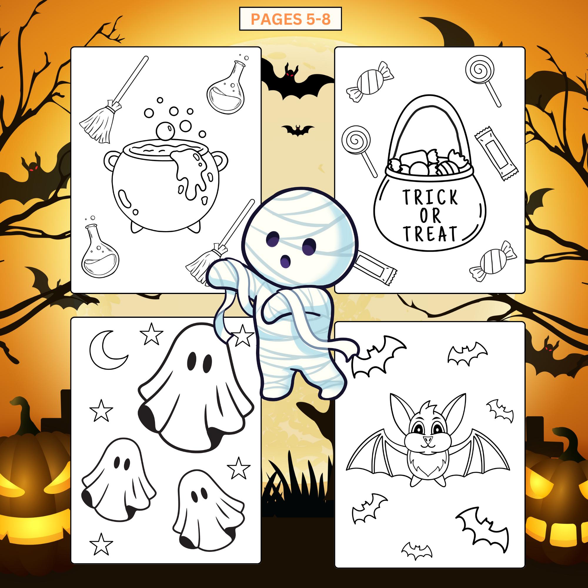 Halloween Spooky Kid Coloring Pages Children Toddler Preschool ...