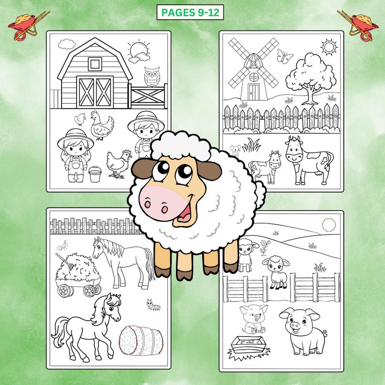 Farm Animal Kid Coloring Pages Children Activity Toddler Preschool ...