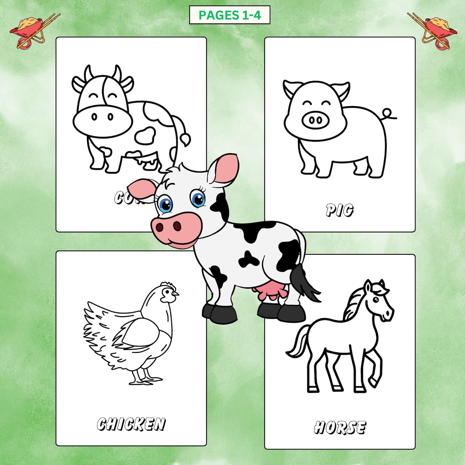 Farm Animal Kid Coloring Pages Children Activity Toddler Preschool ...