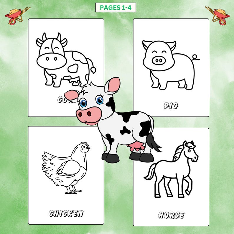 Farm Animal Kid Coloring Pages Children Activity Toddler Preschool ...