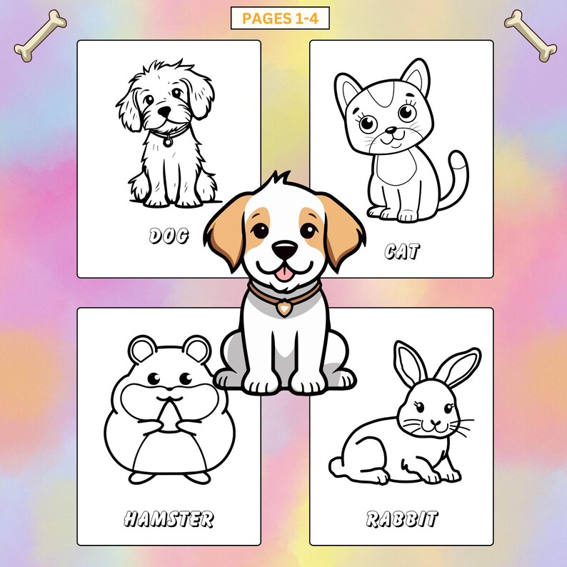 Pet Animal Kid Coloring Pages Children Activity Toddler Preschool ...