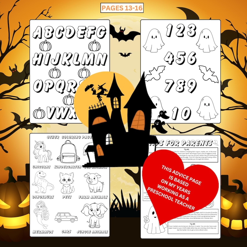 Halloween Spooky Kid Coloring Pages Children Toddler Preschool ...