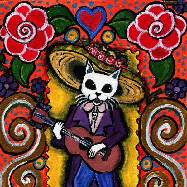 Day of the Dead Cat Wall Art - Etsy