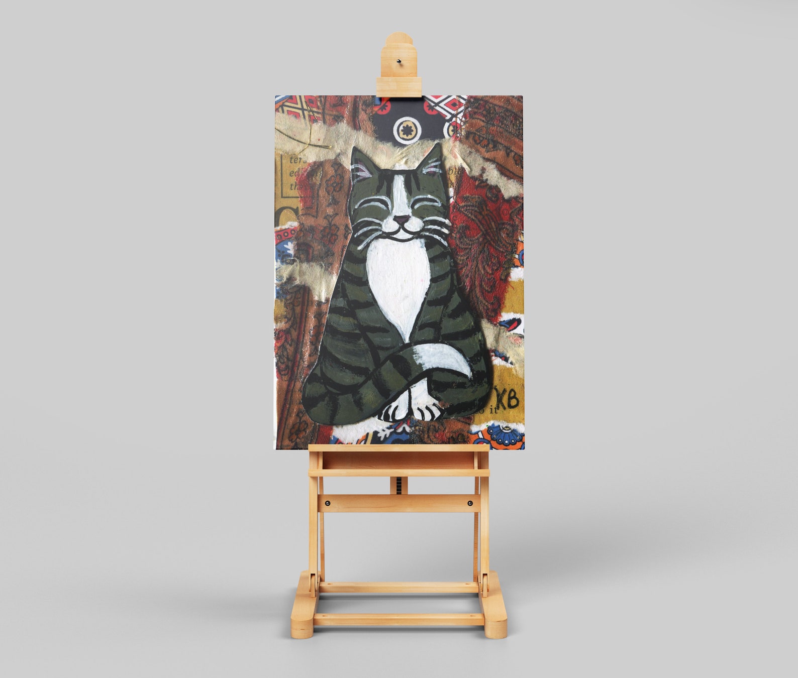 Cat Art ACEO Kitty Collage Card Art Trading Card of Gray - Etsy