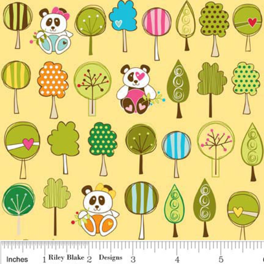 OOP HTF 31 Inches Sunny Happy Skies Riley Blake Fabric Lollipop Trees ...