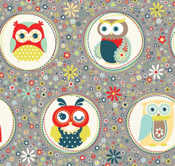 OOP HTF 20 in Nested Owls Aqua Mint Adorn It Fabric Collection | Etsy