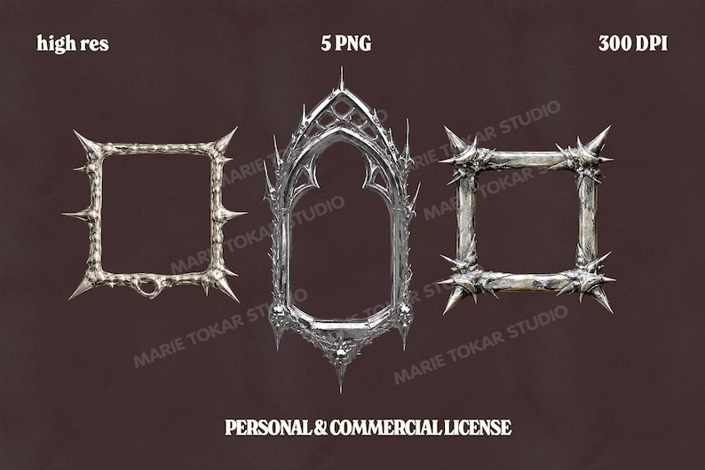 Metal Frame PNG Gothic Frame Clipart Spiked Silver Chrome Frames Dark ...