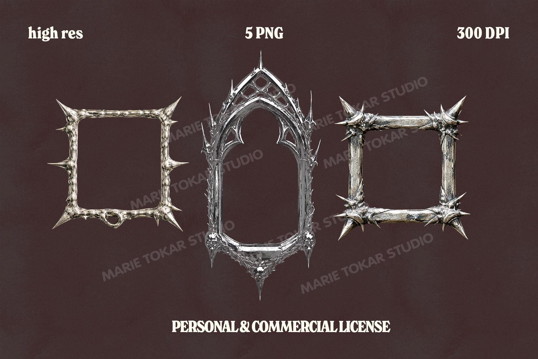 Metal Frame PNG Gothic Frame Clipart Spiked Silver Chrome Frames Dark ...