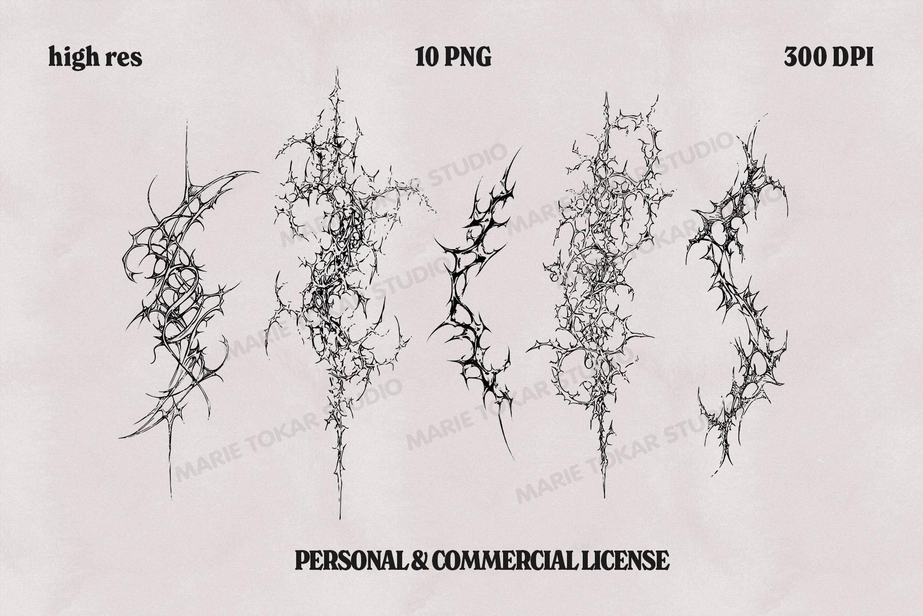 Cyber Sigilism PNG SVG AI Bundle, Abstract Thorn Sigils, Dark Gothic ...
