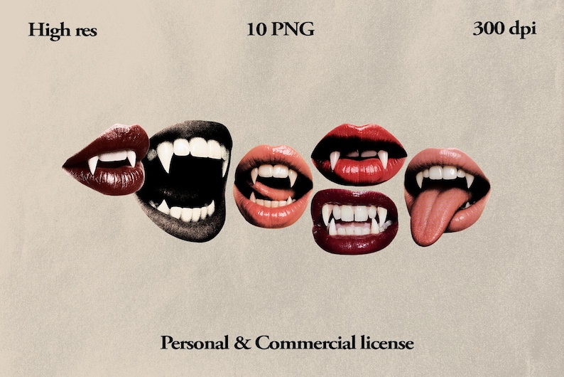 Vampire PNG Clipart Set | Fangs, Claws, Gothic Hands, Vampire Mouths ...