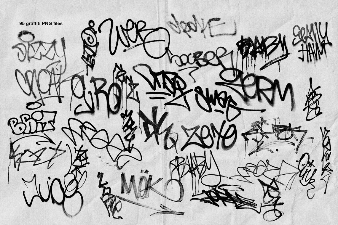 Graffiti & Torn Paper PNG Bundle - 65 Spray Paint Elements, Ripped ...
