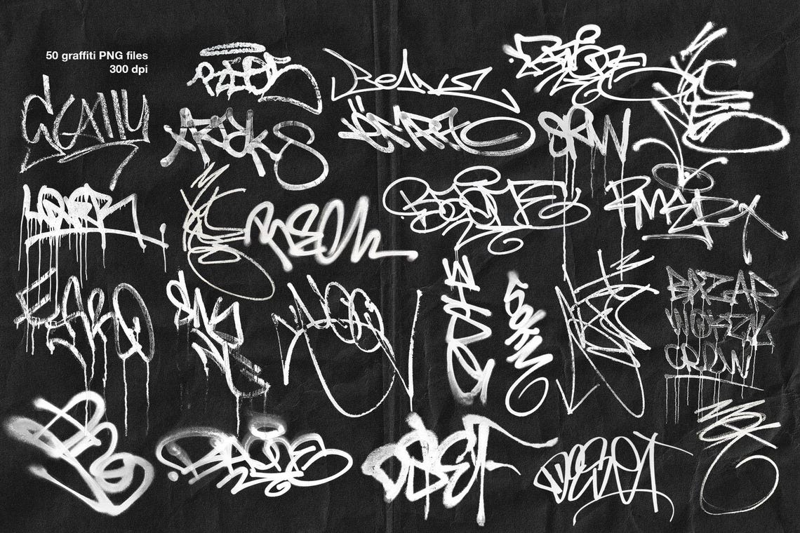 Graffiti & Torn Paper PNG Bundle - 65 Spray Paint Elements, Ripped ...