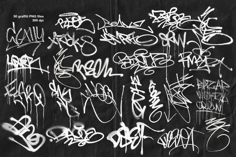 Graffiti & Torn Paper PNG Bundle - 65 Spray Paint Elements, Ripped ...