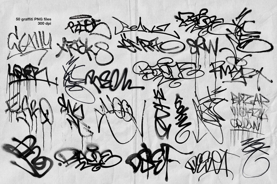 Graffiti & Torn Paper PNG Bundle - 240 Spray Paint Elements, Ripped ...