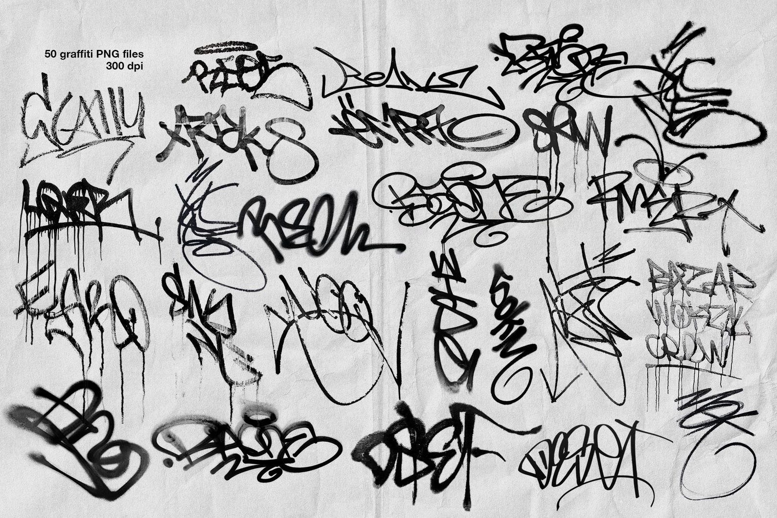 Graffiti & Torn Paper PNG Bundle - 240 Spray Paint Elements, Ripped ...