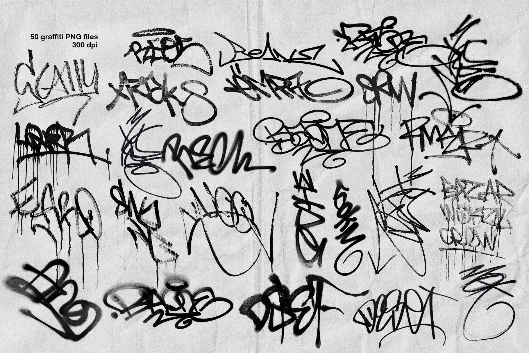 Graffiti & Torn Paper PNG Bundle - 240 Spray Paint Elements, Ripped ...
