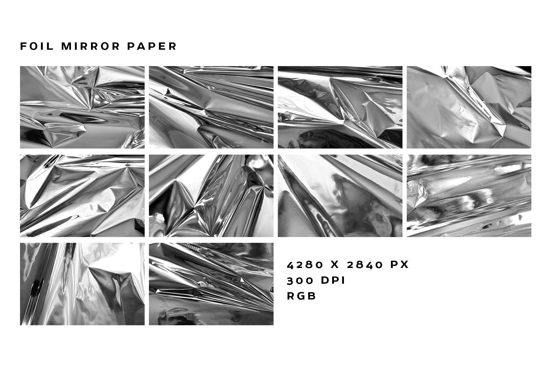 Foil Mirror Paper Textures – 50 JPG Metallic Silver Backgrounds ...