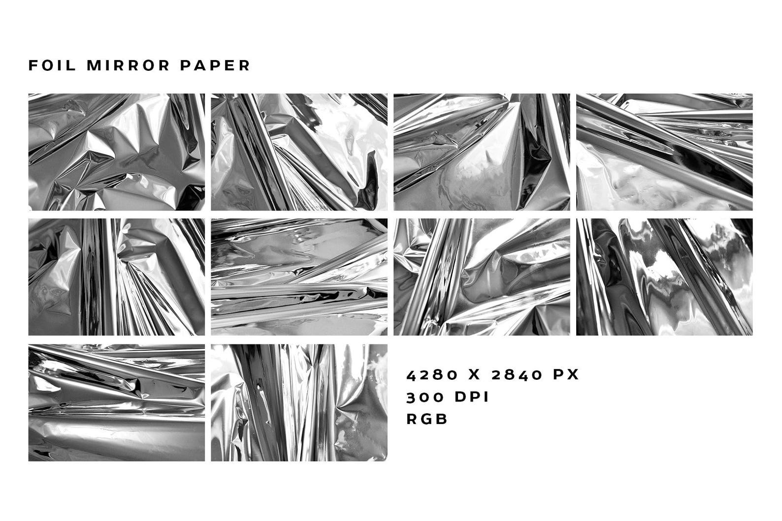 Foil Mirror Paper Textures – 50 JPG Metallic Silver Backgrounds ...