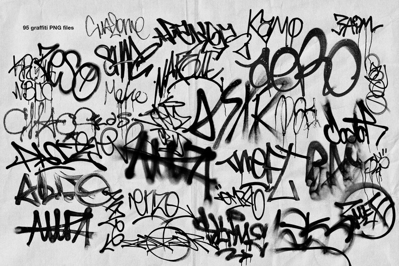 Graffiti & Torn Paper PNG Bundle - 65 Spray Paint Elements, Ripped ...