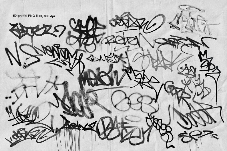 Graffiti & Torn Paper PNG Bundle - 240 Spray Paint Elements, Ripped ...