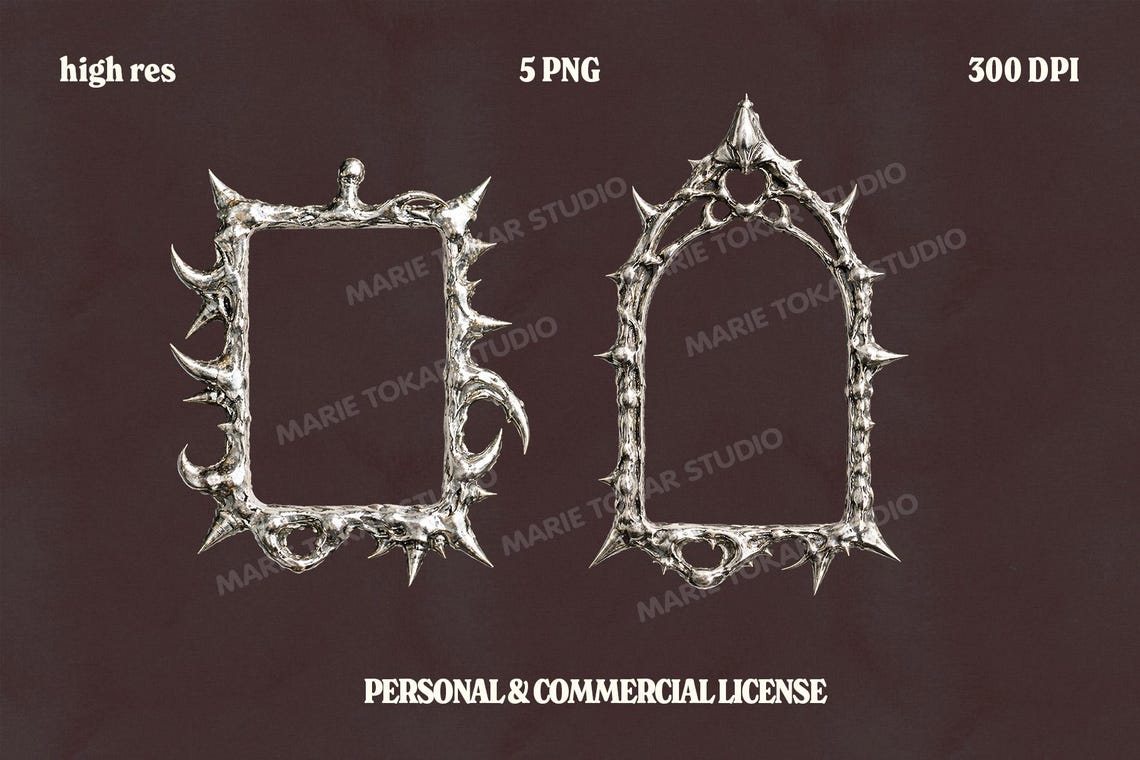 Metal Frame PNG Gothic Frame Clipart Spiked Silver Chrome Frames Dark ...