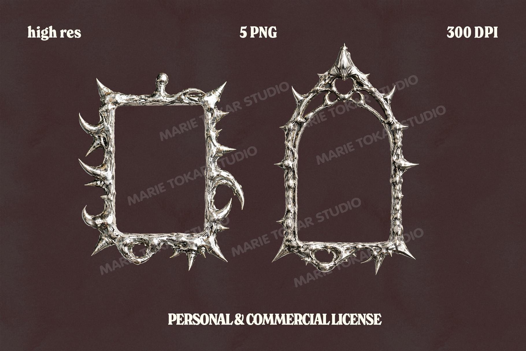 Metal Frame PNG Gothic Frame Clipart Spiked Silver Chrome Frames Dark ...