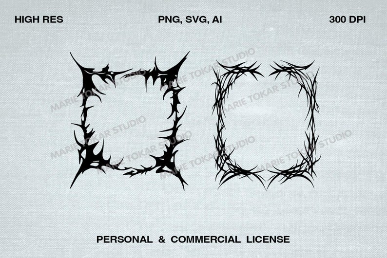 Neo Tribal Tattoo Frame Clipart PNG SVG AI, Spiky Edgy Vector Borders ...