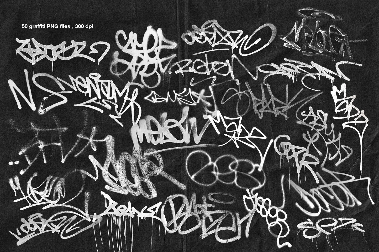 Graffiti & Torn Paper PNG Bundle - 65 Spray Paint Elements, Ripped ...